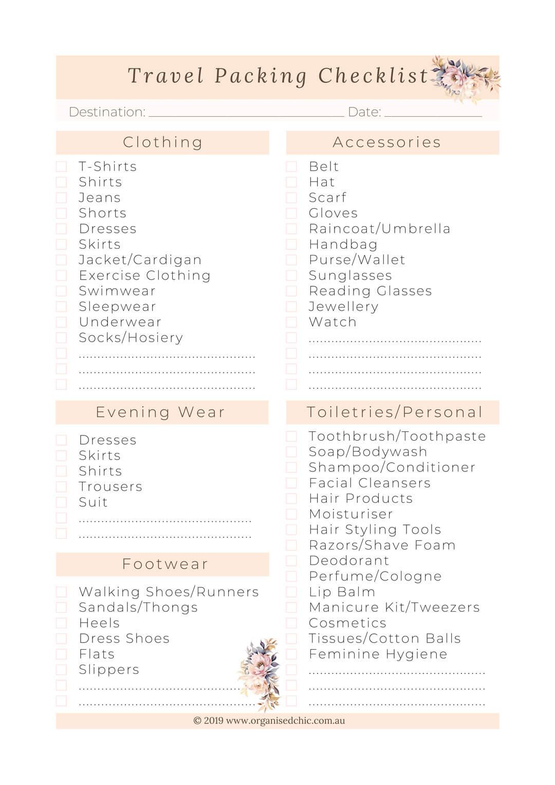 Travel Packing Checklist - Organised Chic